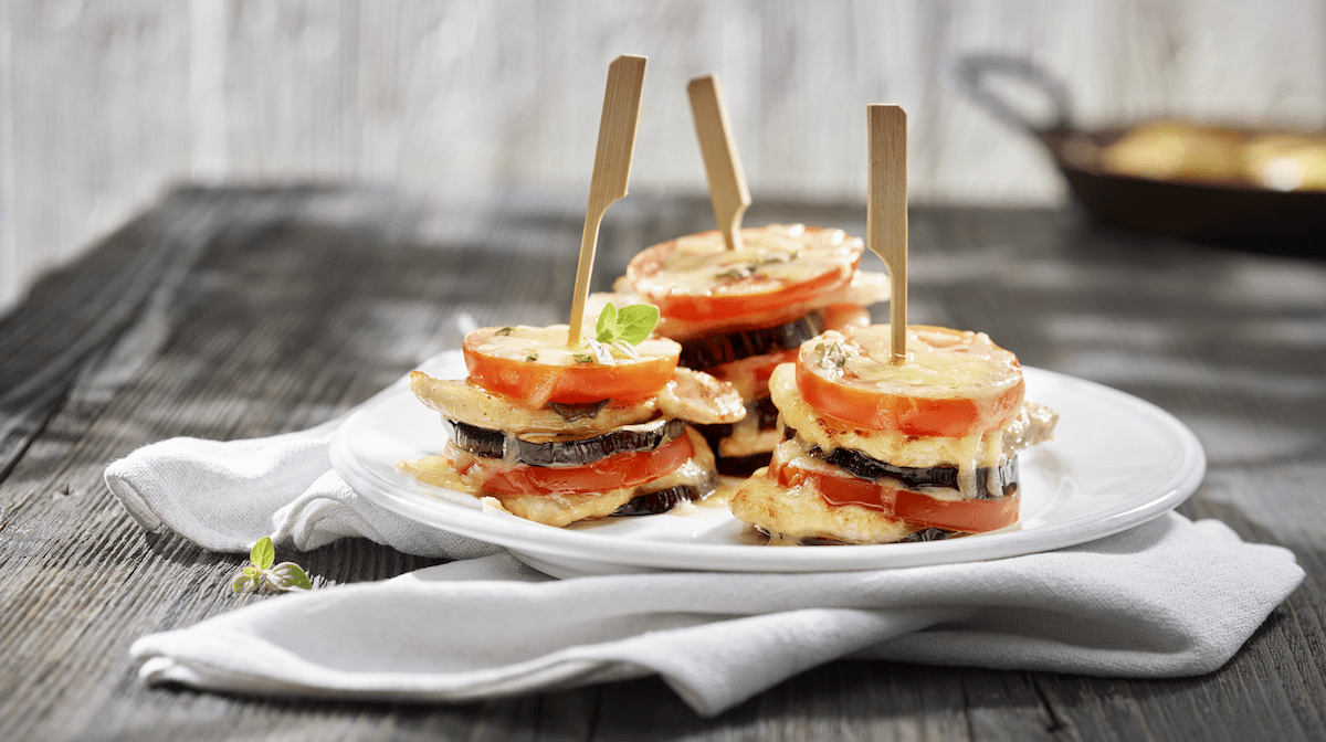 Vegetable-meat towers with Emmentaler AOP - Emmentaler AOP Switzerland